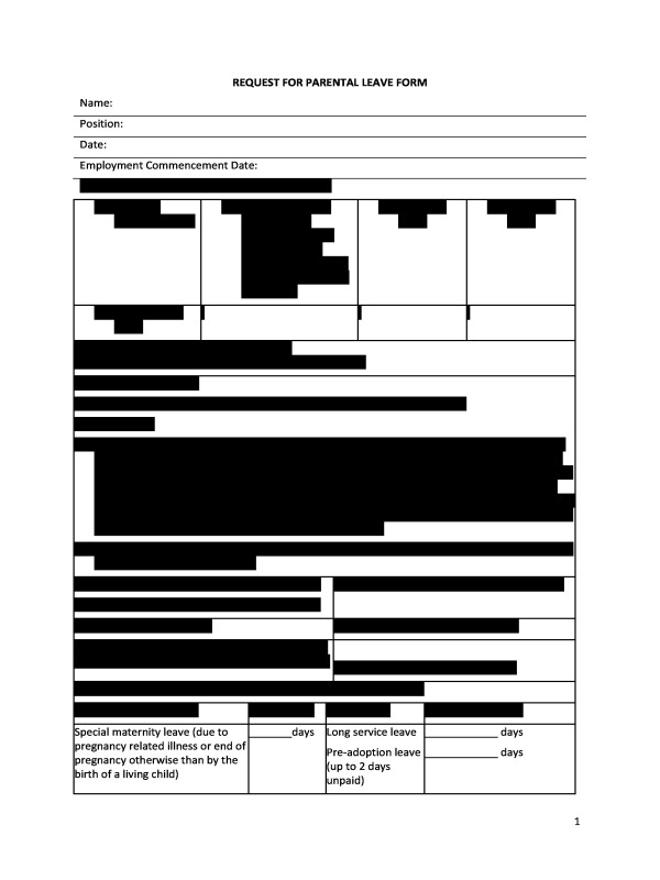 WP - Request For Parental Leave Form | My Business